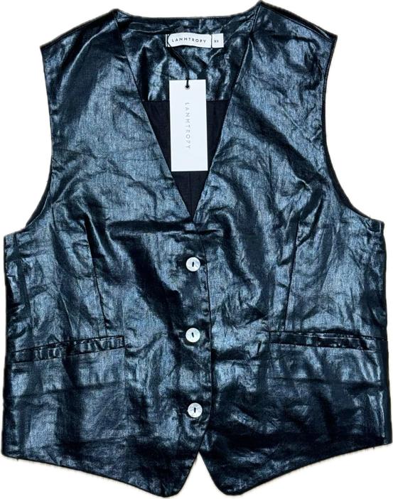 Jack Metallic Linen Vest - Black – Lanhtropy