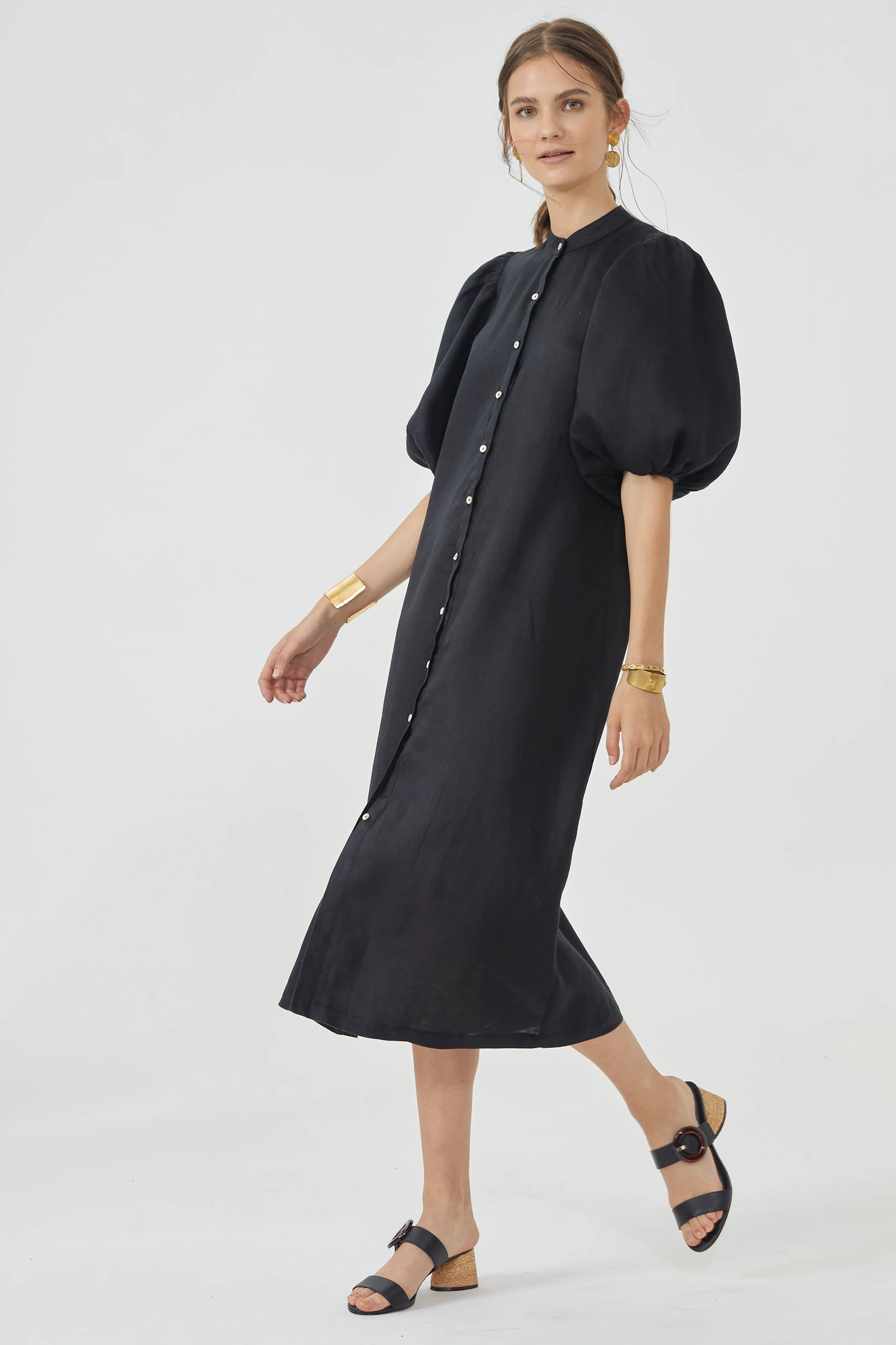 Bubble Linen Dress - Black – Lanhtropy