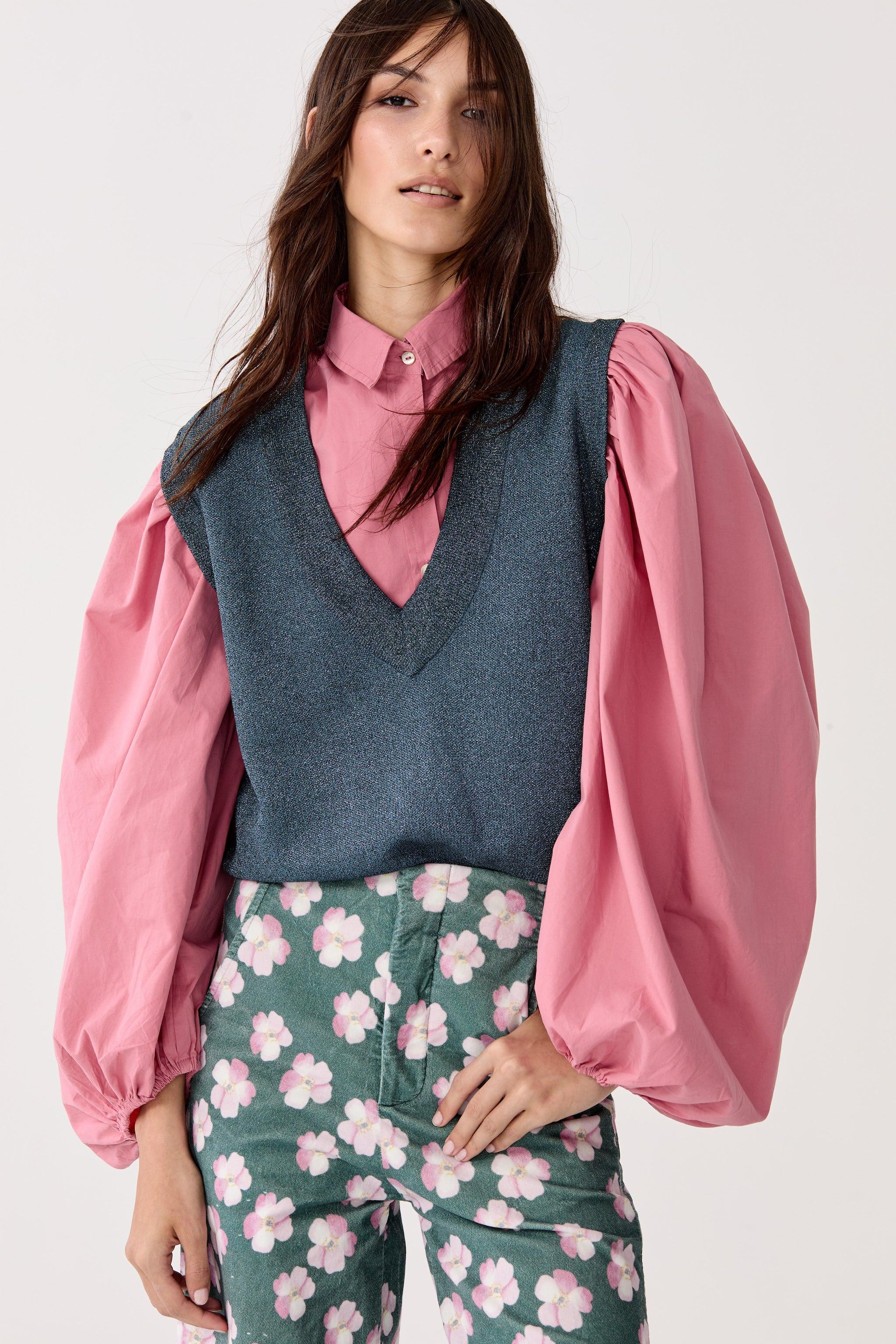 Preppy Lurex Knitted Vest - Teal – Lanhtropy