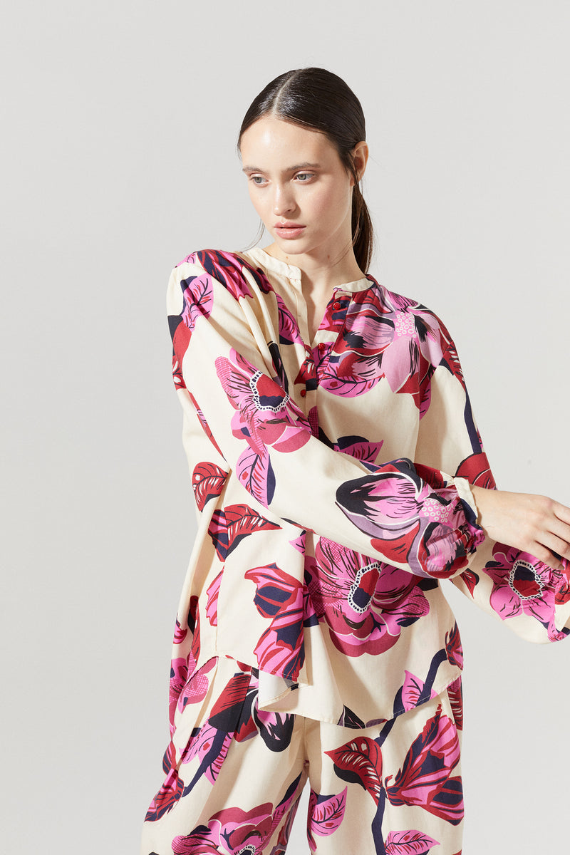 Sake Linen-Tencel Shirt - Hibiscus – Lanhtropy