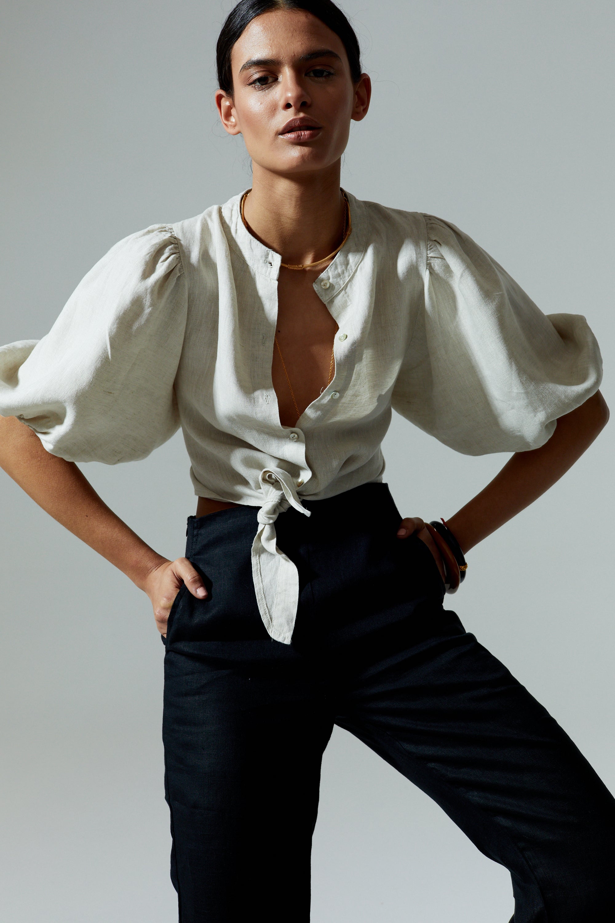 Bubble Linen Crop Top - Natural – Lanhtropy